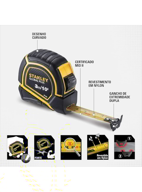 STANLEY - TRENA PROFISSIONAL - 3 METROS - Tools BR