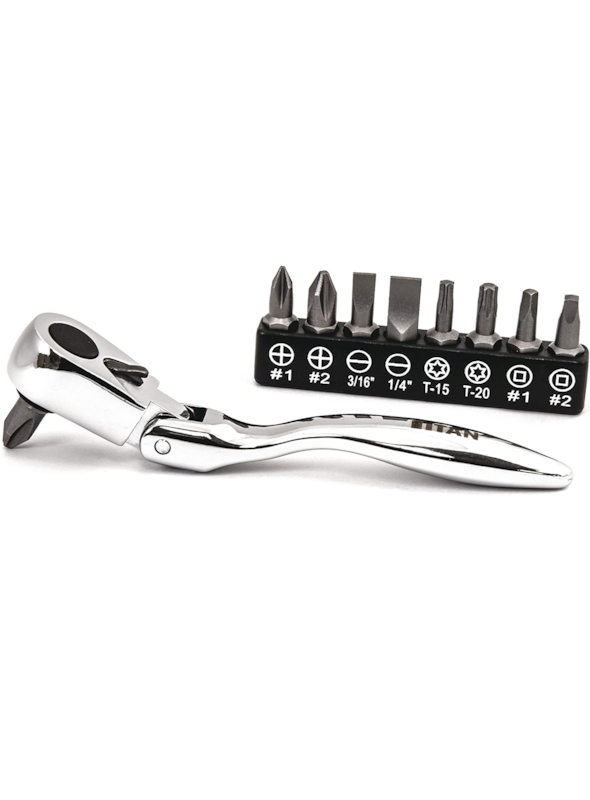 TITAN - CHAVE REVERSÍVEL PARA BITS COM CABEÇA FLEXÍVEL - 1/4 - Tools BR